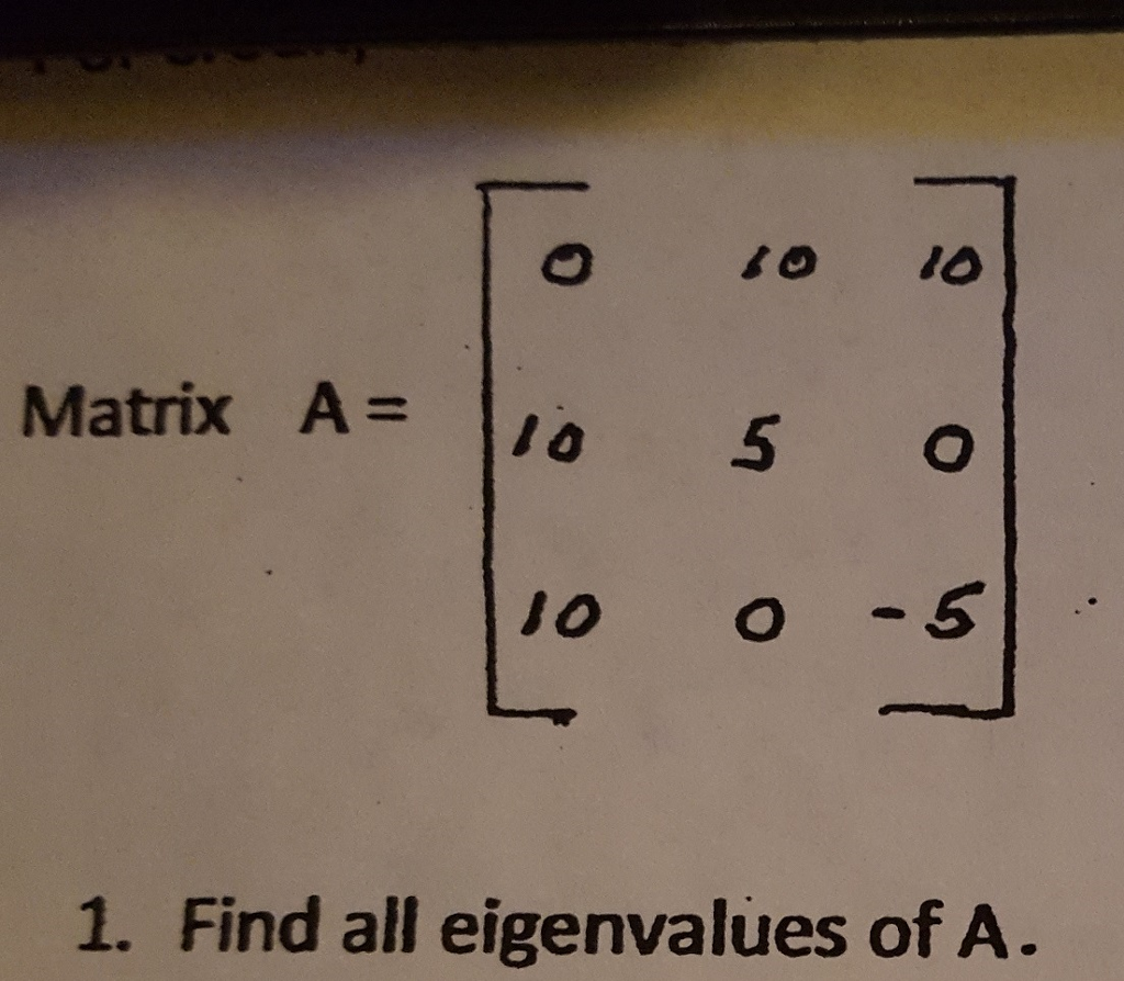 Solved Matrix = 110 5 o O5 1. Find all eigenvalues of A | Chegg.com