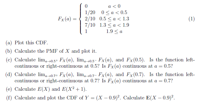 Solved Suppose that the CDF of random variable X is given | Chegg.com