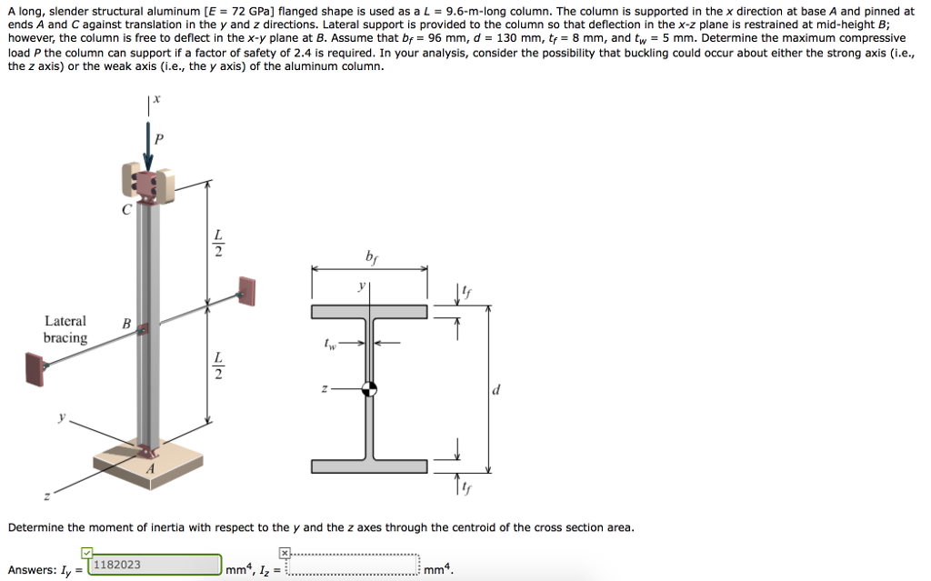 Solved A long, slender structural aluminum [E = 72 GPa] | Chegg.com