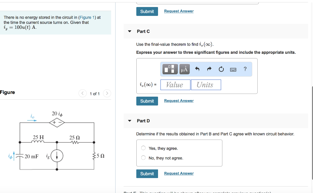 Solved There is no energy stored in the circuit in (Figure | Chegg.com