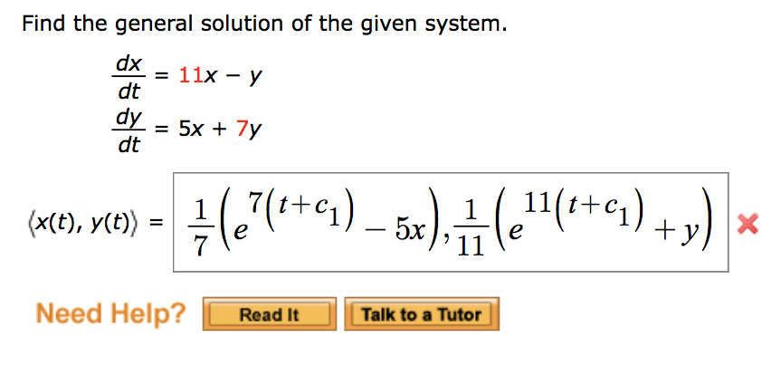 Solved Find the general solution of the given system. dx/dt | Chegg.com