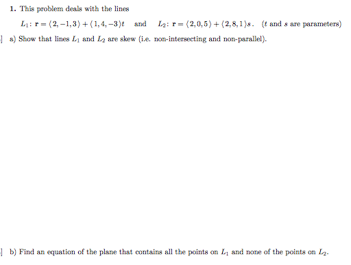 Solved This problem deal with the lines: (SEE PICTURE)... | Chegg.com