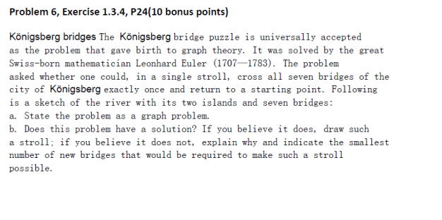 Solved Konigsberg bridges The Konigsberg bridge puzzle is | Chegg.com