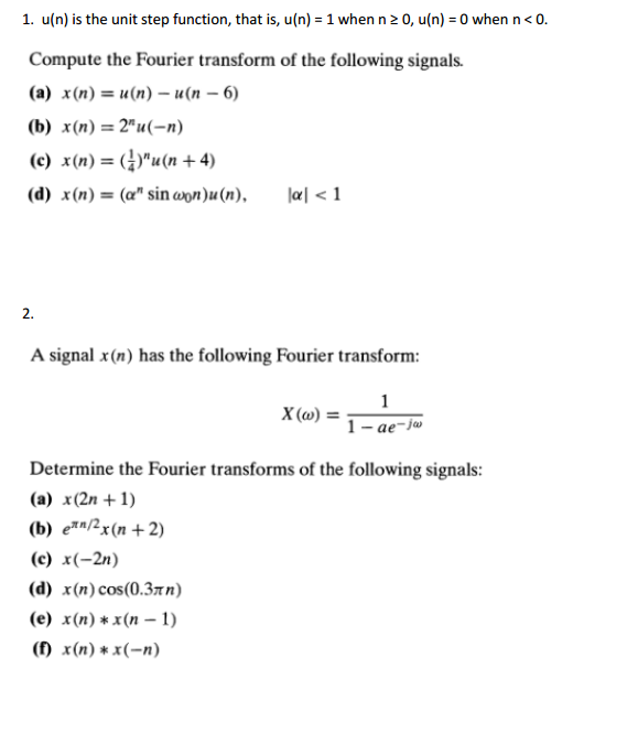 Solved U N Is The Unit Step Function That Is U N 1