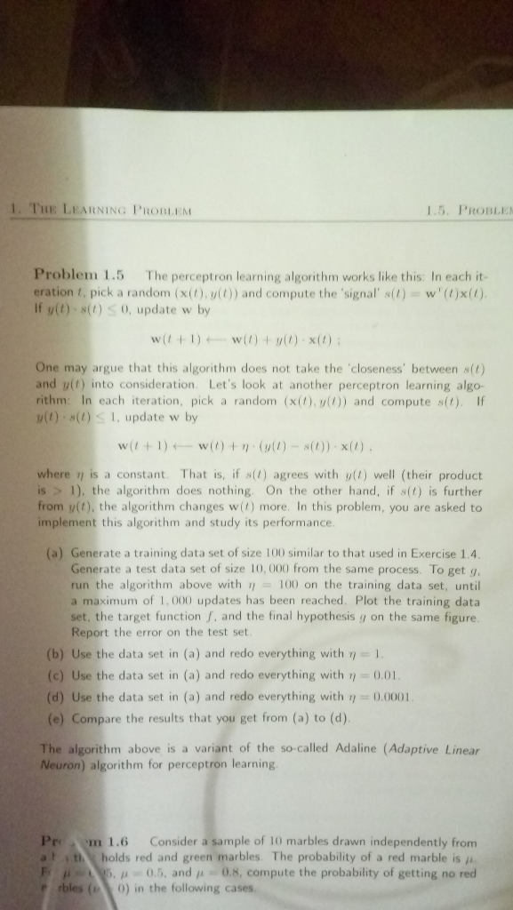 1 The Learning Problem 15 Problen Problem 15 The 3067