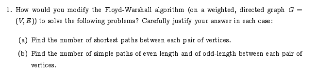 How Would You Modify The Floyd Warshall Algorithm On 