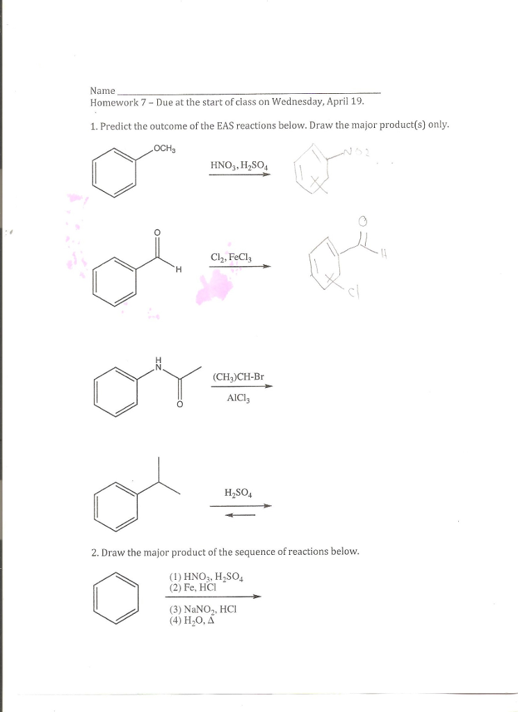 Solved Predict the outcome of the EAS reactions below. Draw | Chegg.com