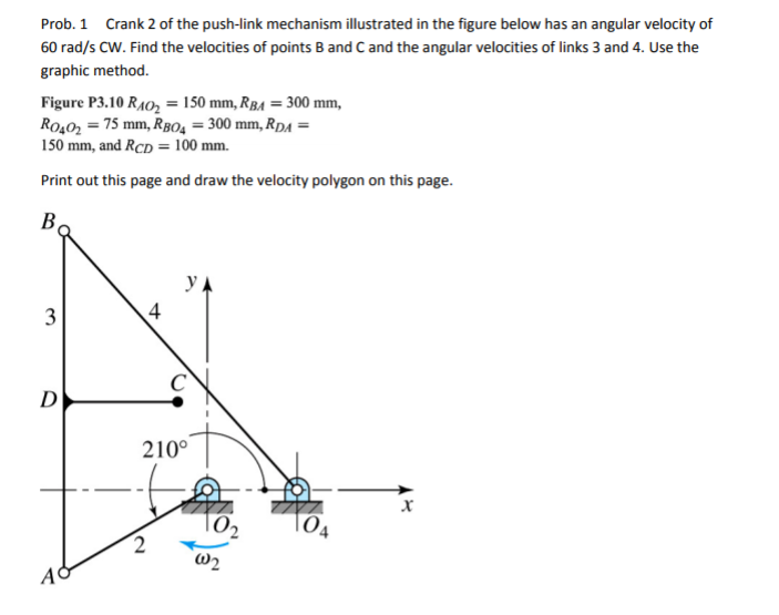 Solved Prob. 1 Crank 2 of the push-link mechanism | Chegg.com Solved Prob. 1 Crank 2 of the push-link mechanism | Chegg.com