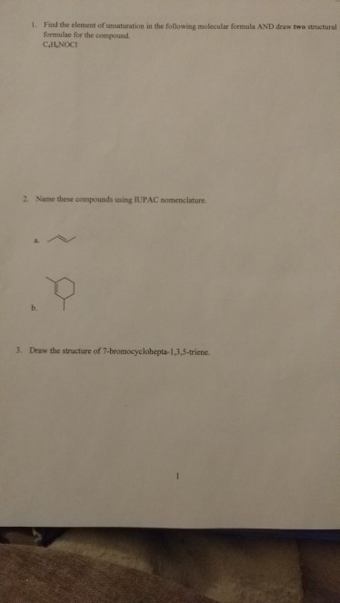 Solved Find the element of unsaturation in the following | Chegg.com