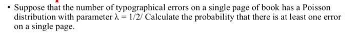 Solved Suppose that the number of typographical errors on a | Chegg.com