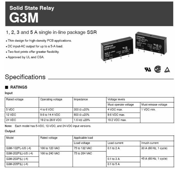 Solved Solid State Relay G3M 1, 2, 3 and 5 A single in-line | Chegg.com