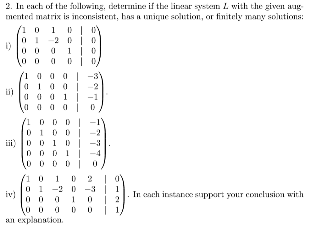 Solved 2. In each of the following, determine if the linear | Chegg.com