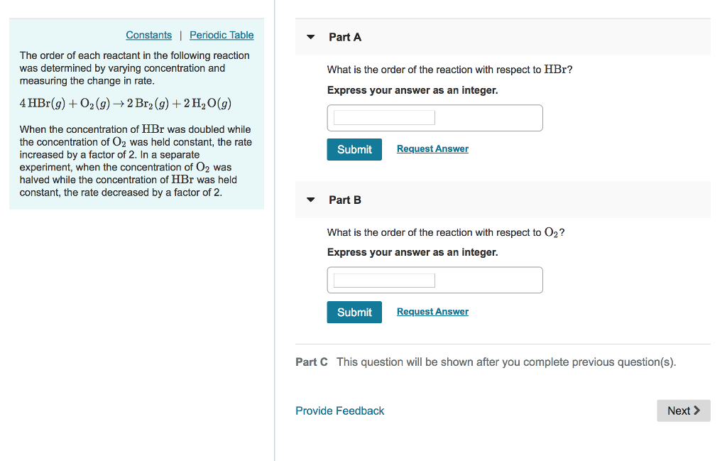 Solved Constants | Periodic Table Part A The order of each | Chegg.com