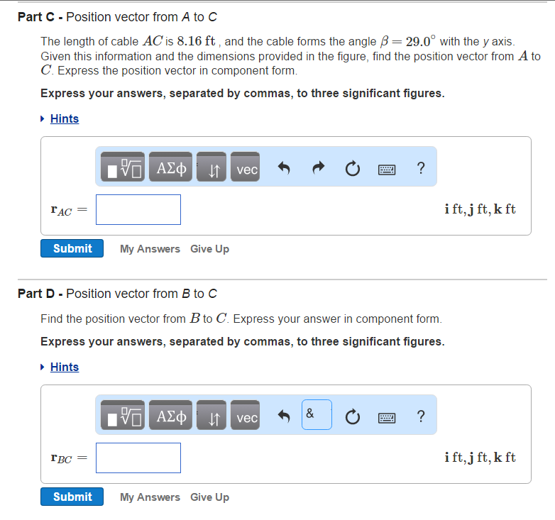 Solved Position Vectors Part A - Position vector from A to B | Chegg.com