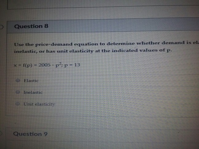 Solved Question 8 Use the price-demand equation to determine | Chegg.com