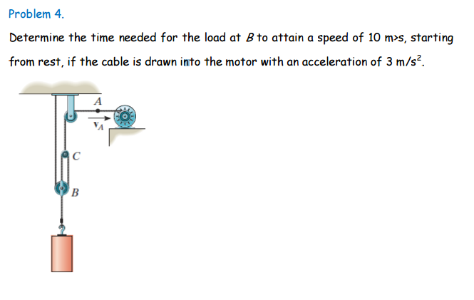 Solved Determine the time needed for the load at B to attain | Chegg.com