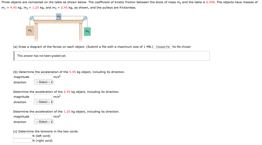 Solved Three objects are connected on the table as shown | Chegg.com
