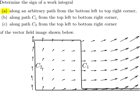 Solved Determine the sign of a work integral a) along an | Chegg.com