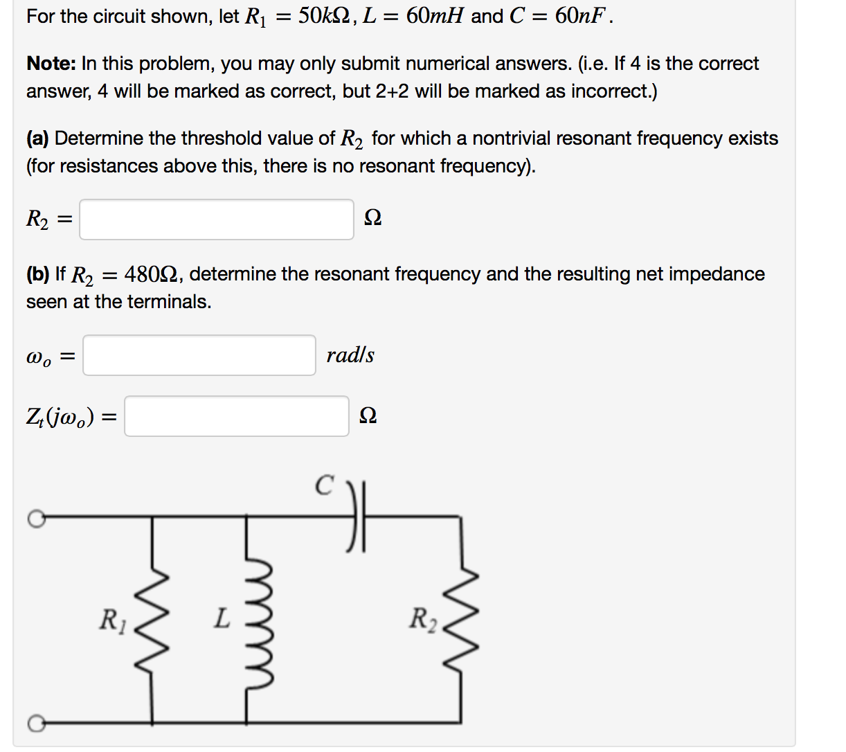 For the circuit shown, let R_1 = 50k Ohm, L = 60mH | Chegg.com