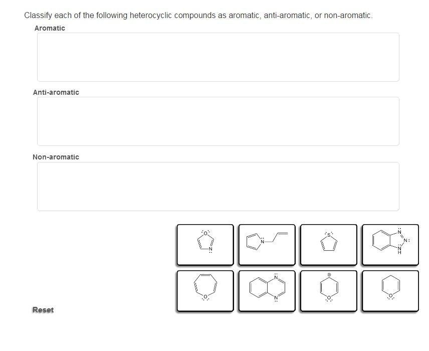 Solved Classify each of the following heterocyclic compounds | Chegg.com
