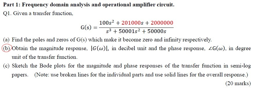 Solved Part 1: Frequency domain analysis and operational | Chegg.com