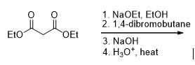 Solved O O OEt EtO 1. NaOEt, EtOH 2. 1,4-dibromobutane 3. | Chegg.com