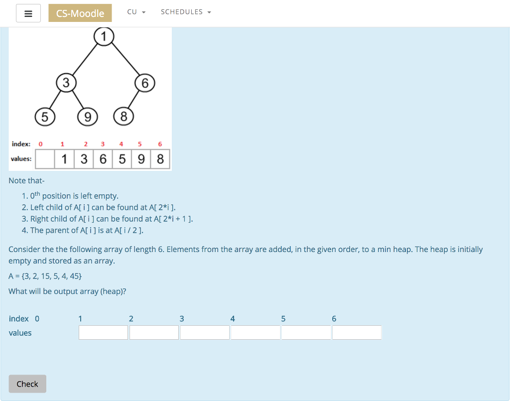 Solved CS-Moodle CU SCHEDULES 3 6 index: 0 2345 6 1 3 6 | Chegg.com