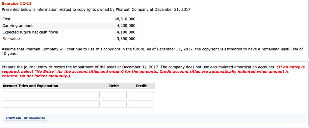 Solved Exercise 12-13 Presented below is information related | Chegg.com Solved Exercise 12-13 Presented below is information related | Chegg.com