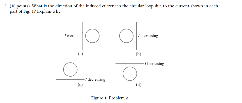 Solved 2. (10 points) What is the direction of the induced | Chegg.com