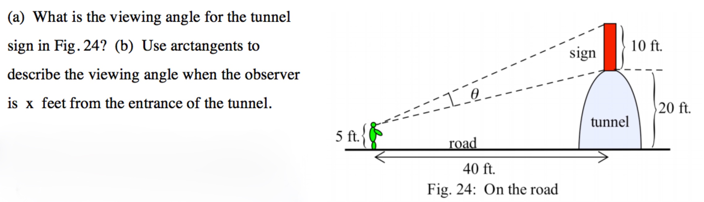 (a) What is the viewing angle for the tunnel sign in | Chegg.com