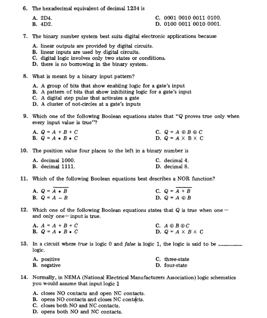 Solved The hexadecimal equivalent of decimal 1234 is A. | Chegg.com