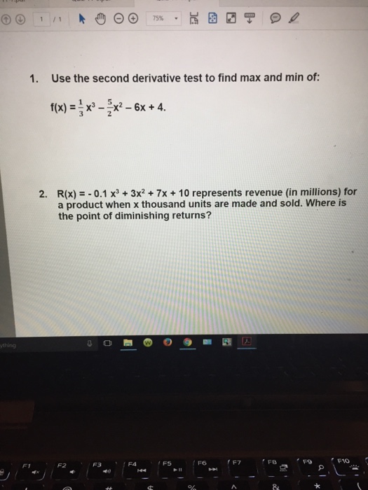 Solved Use the second derivative test to find max and min | Chegg.com