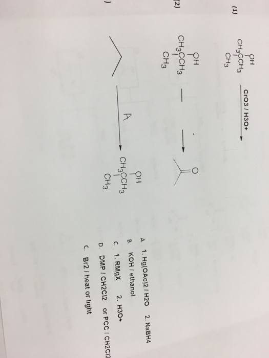 Solved (1) PH CH30 CH3 CH3 CH2CCH CH3 CrO3 H3O+ CH3CCH3 CH3 | Chegg.com