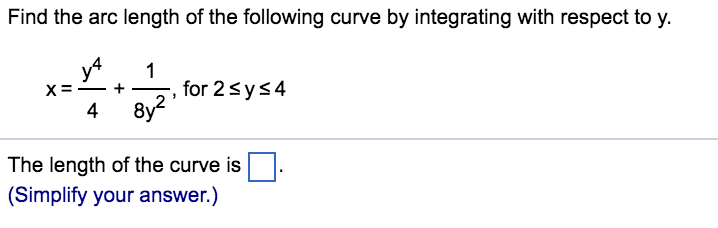 Solved Find the arc length of the following curve by | Chegg.com
