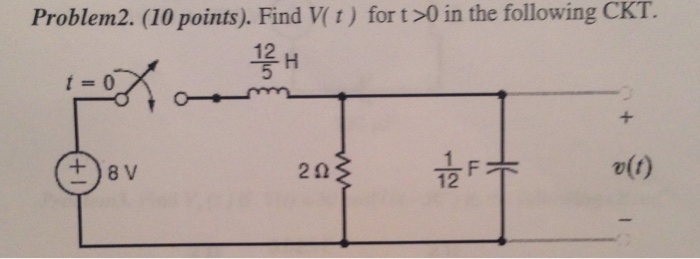 Solved Find v(t) for t > 0 in the following CKT. Steps | Chegg.com