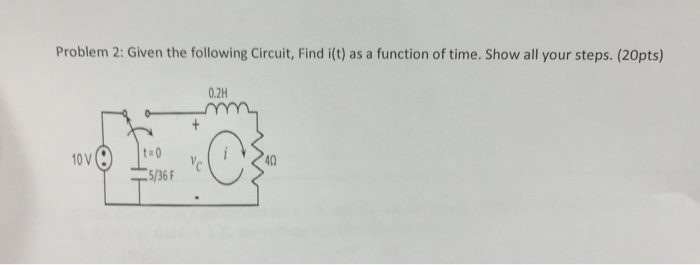 Solved Problem 2: Given the following Circuit, Find i(t) as | Chegg.com