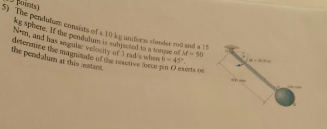 Solved The pendulum consists of a 10 kg uniform slender rod | Chegg.com