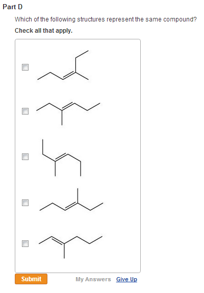 Solved Part D Which of the following structures represent | Chegg.com