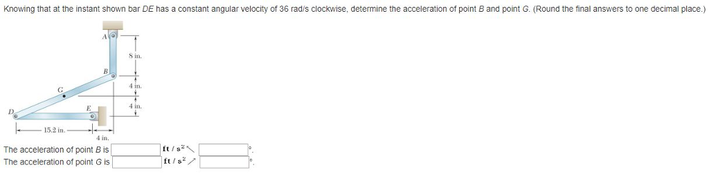 Solved Knowing that at the instant shown bar DE has a | Chegg.com