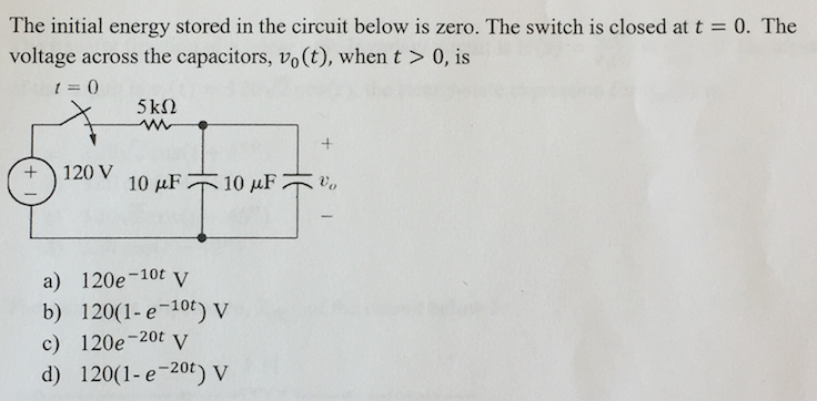 Solved The initial energy stored in the circuit below is | Chegg.com