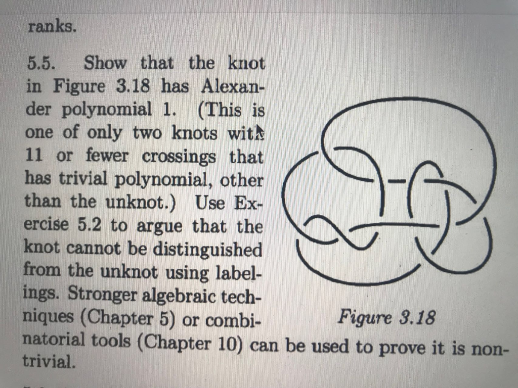 exercise 5.2 : Relate the value of the alexander | Chegg.com