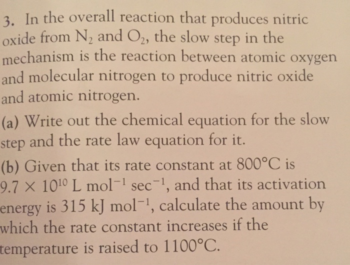 Solved In the overall reaction that produces nitric oxide | Chegg.com