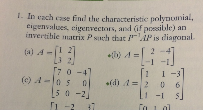 Solved In each case find the characteristic polynomial, | Chegg.com