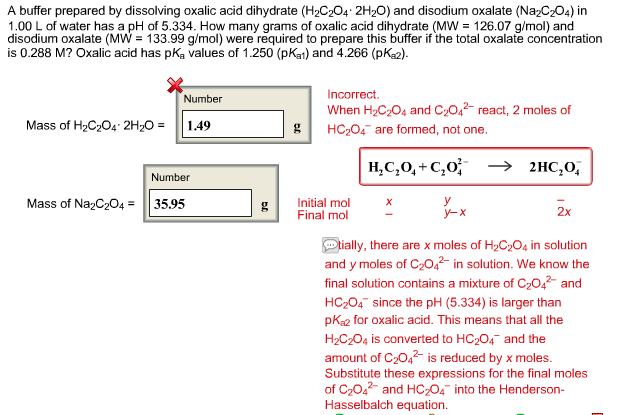 Solved A buffer prepared by dissolving oxalic acid dihydrate | Chegg.com