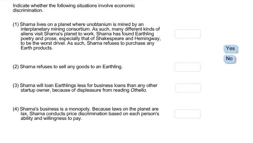 Solved Indicate whether the following situations involve | Chegg.com