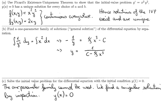 Solved Use Picard's Existence uniqueness Theoremto show that | Chegg.com Solved Use Picard's Existence uniqueness Theoremto show that | Chegg.com