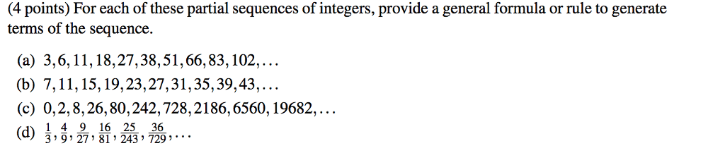 Solved (4 points) For each of these partial sequences of | Chegg.com