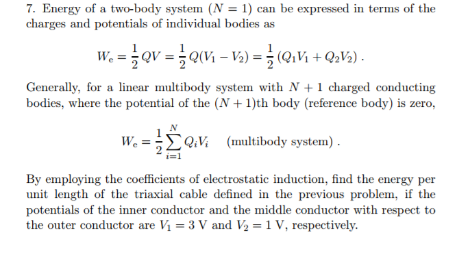 Solved 7. Energy of a two-body system (N = 1) can be | Chegg.com