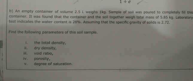 Solved An empty container of volume 2.5 L weighs 1kg. Sample | Chegg.com