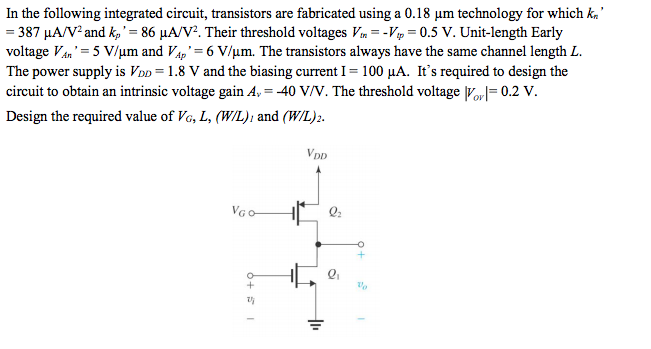 Solved In the following integrated circuit, transistors are | Chegg.com